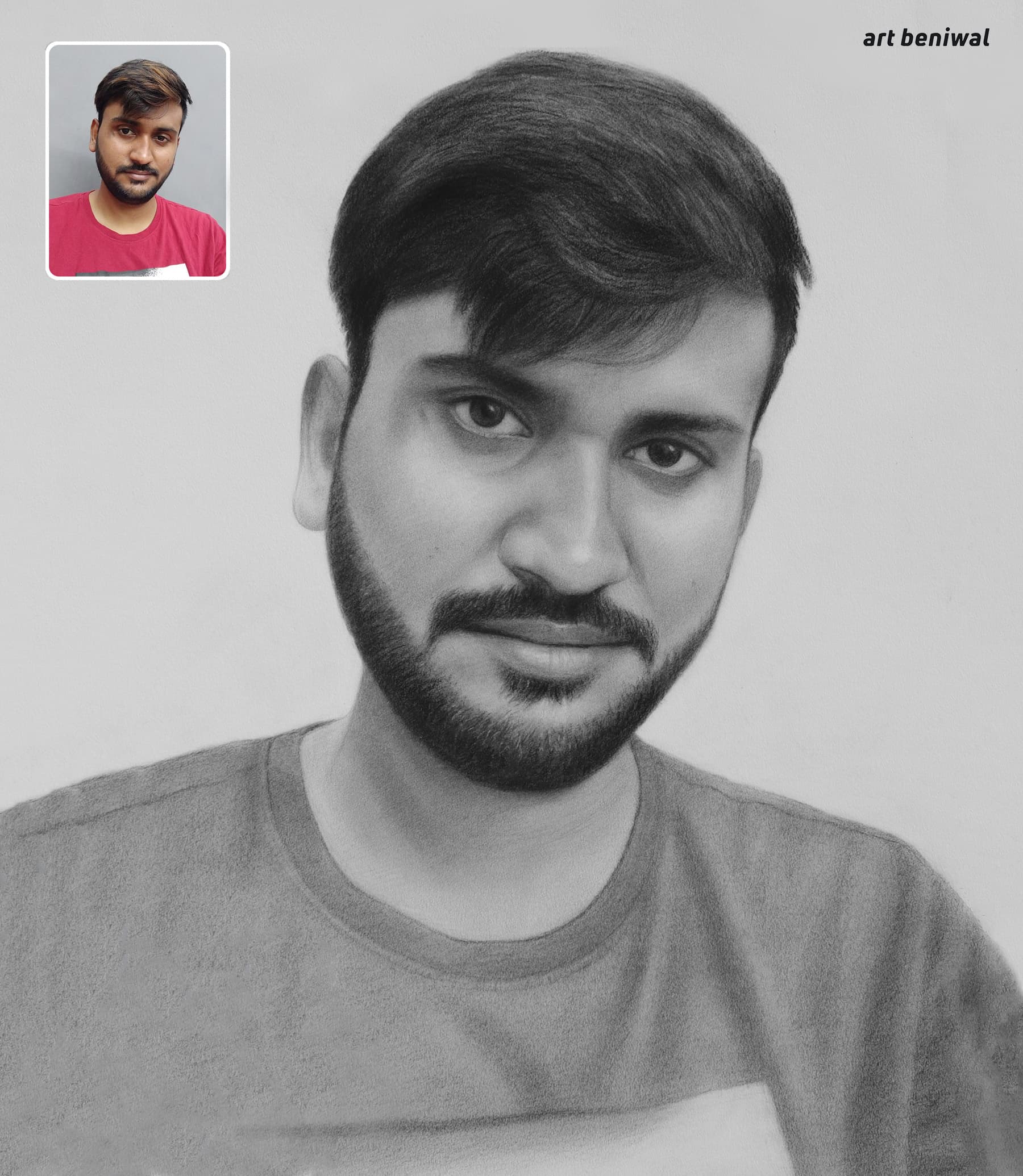 Sketch Gift for Boyfriend | Custom Pencil Portrait ~ Art Beniwal